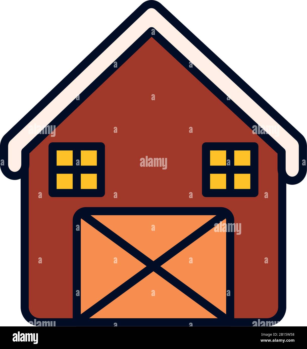 farm building line fill style icon design, agronomy lifestyle ...