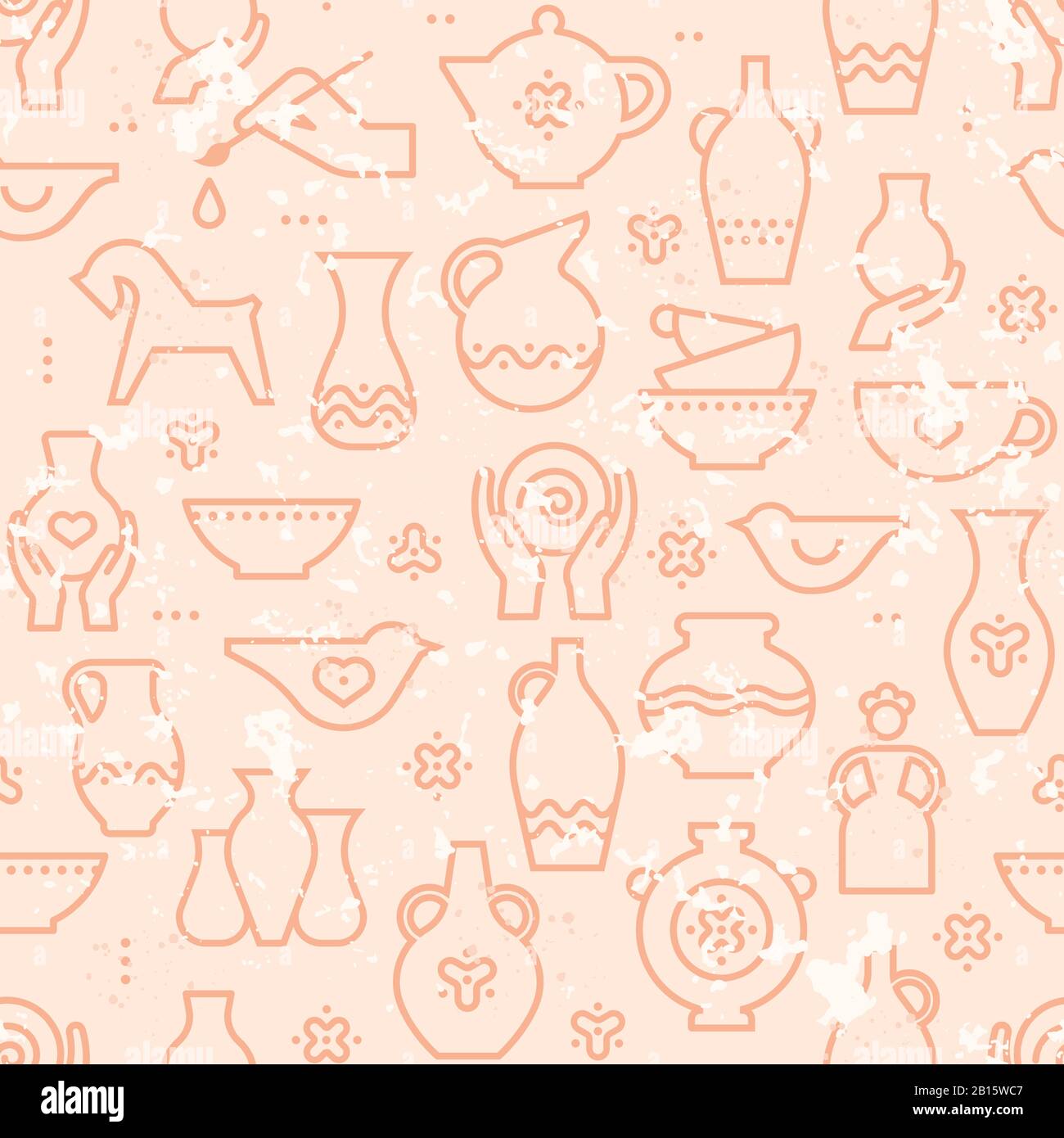 Vector pottery seamless pattern - ceramics pottery bowl Stock Vector ...