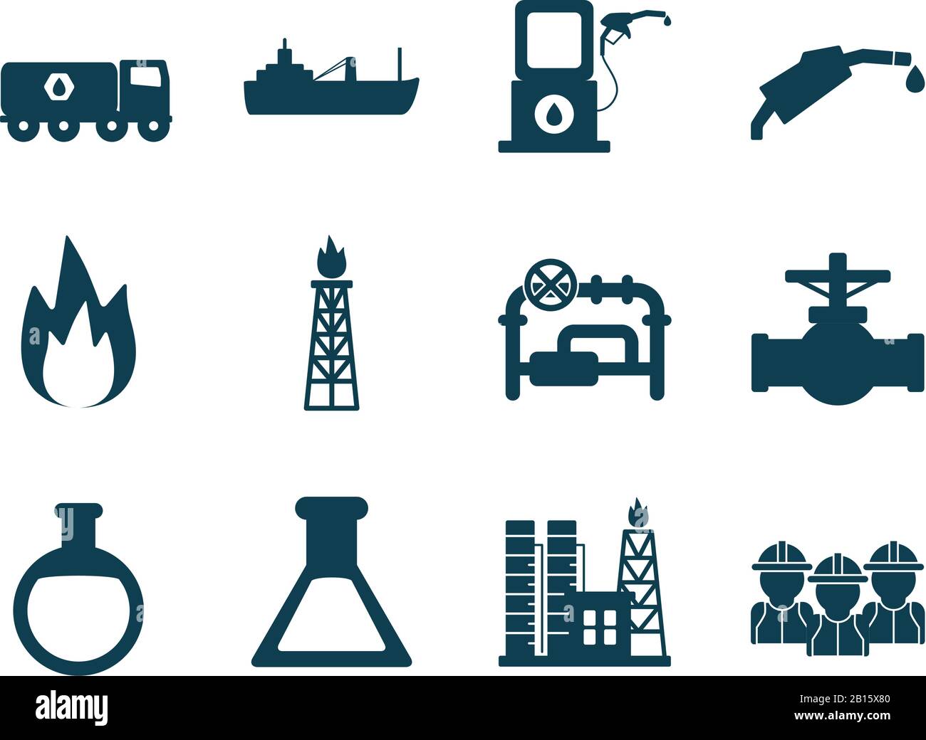 Oil industry silhouette style icon set design, Gas energy fuel ...