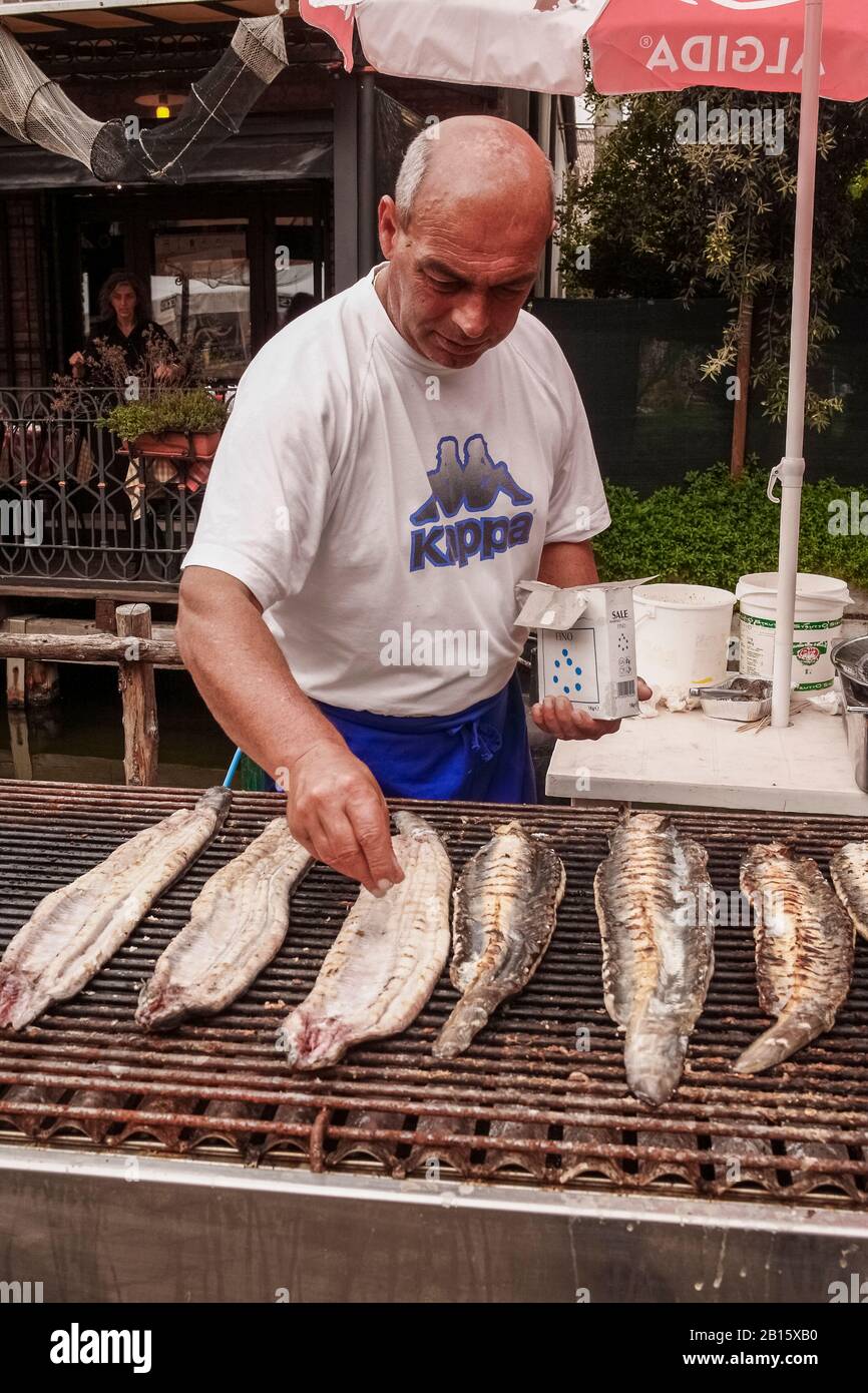 Italy Emilia Romagna Comacchio - eel festival - Grilled eel Stock Photo ...