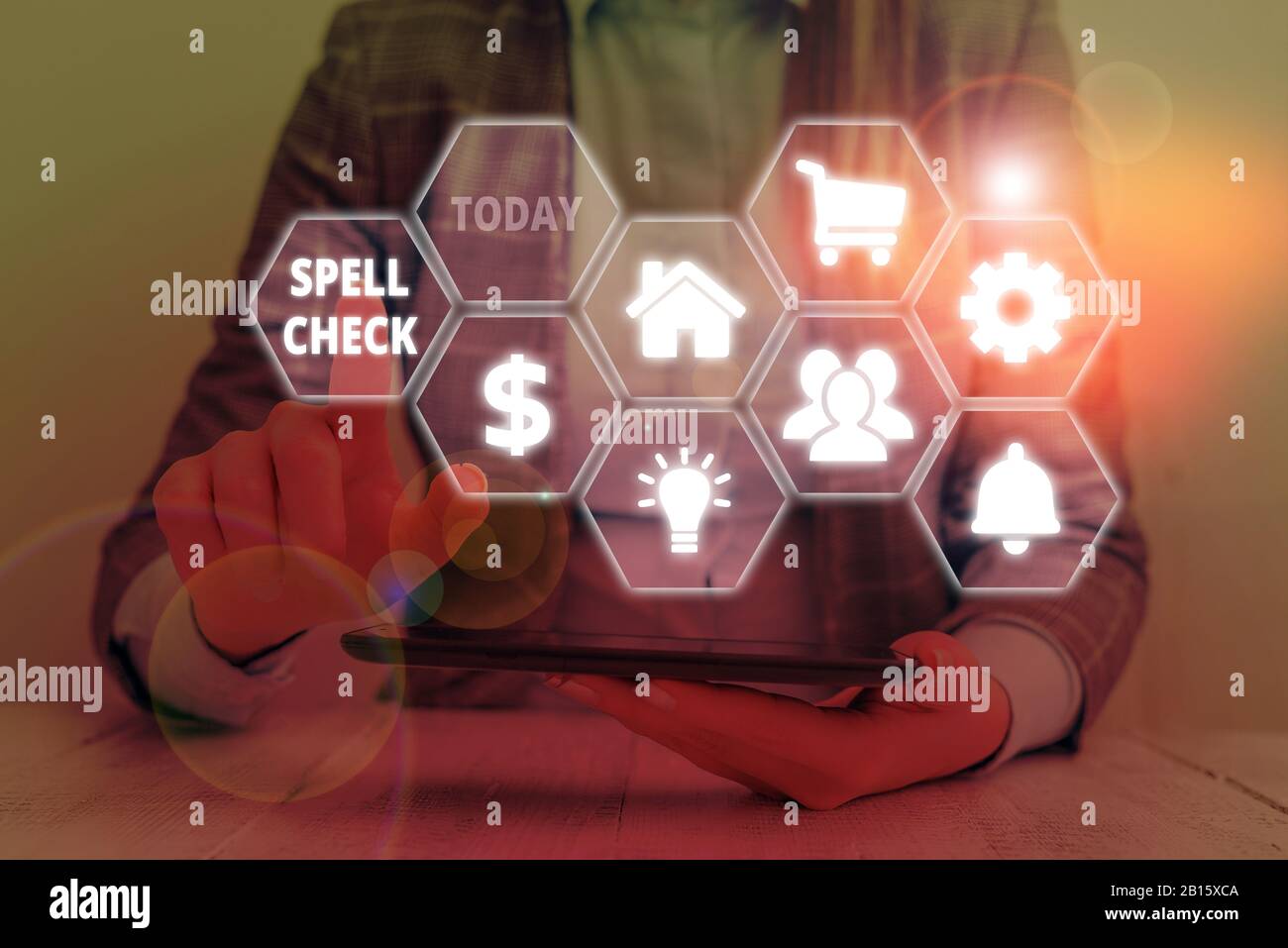 Text sign showing Spell Check. Business photo showcasing to use a computer program to find and ...