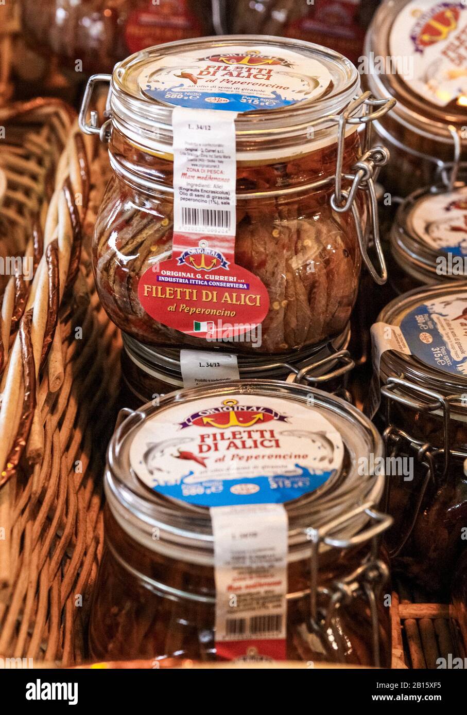 Anchovy fillets in glass Stock Photo - Alamy