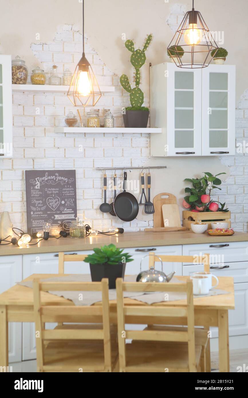 Provence style kitchen interior Stock Photo - Alamy