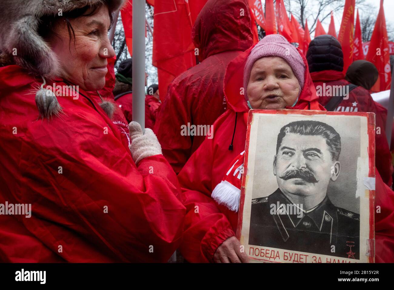 Moscow, Russia. 23rd of February, 2020 Participants in a rally and a ...