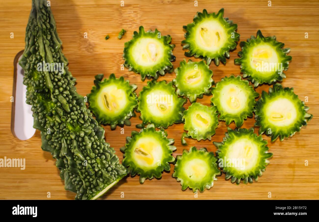 A green beautiful bitter gourd with good texture Stock Photo - Alamy