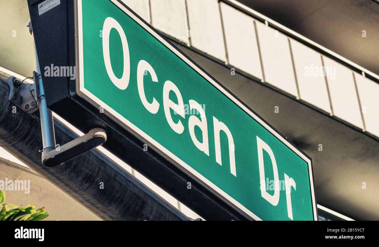 Ocean Drive street sign in Miami Beach, Florida Stock Photo - Alamy