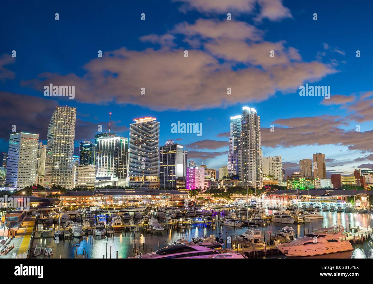 Miami skyline sunset night lights hi-res stock photography and images ...