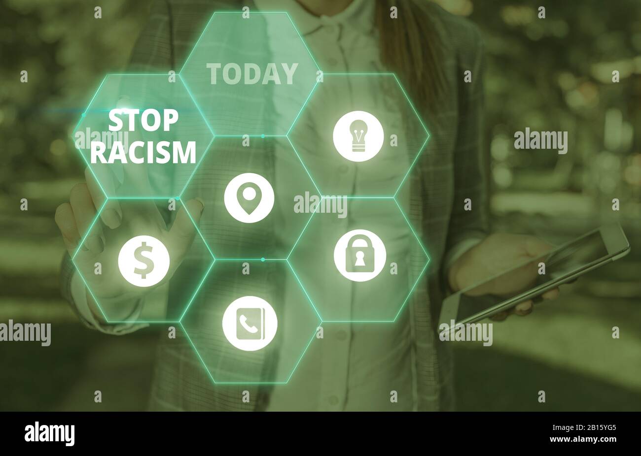 Writing note showing Stop Racism. Business concept for end the ...
