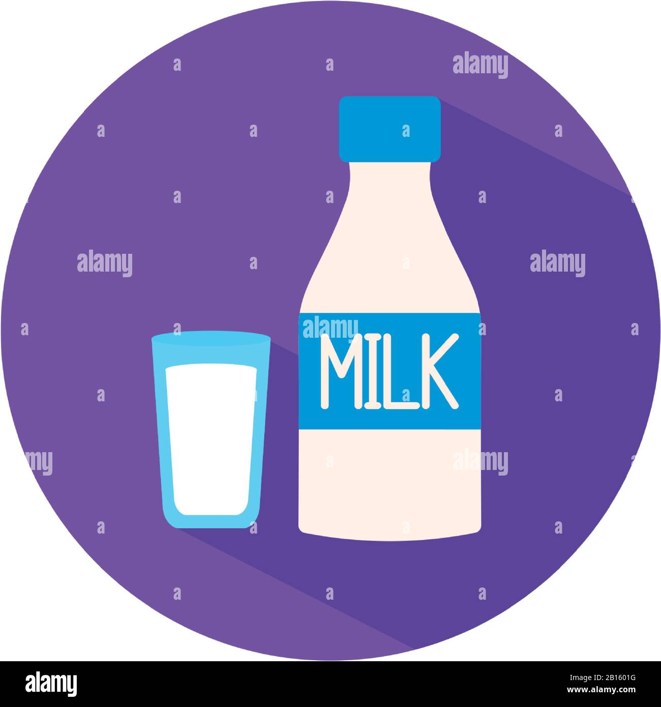 milk bottle and glass flat style icon design, Drink dairy beverage ...