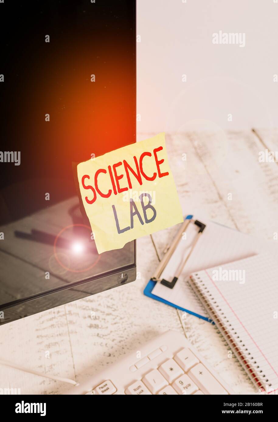 Writing note showing Science Lab. Business concept for special facility ...