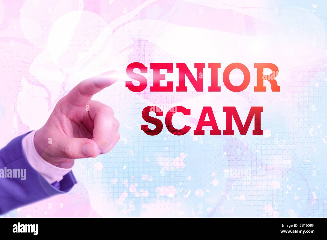 Writing note showing Senior Scam. Business concept for fraud schemes ...
