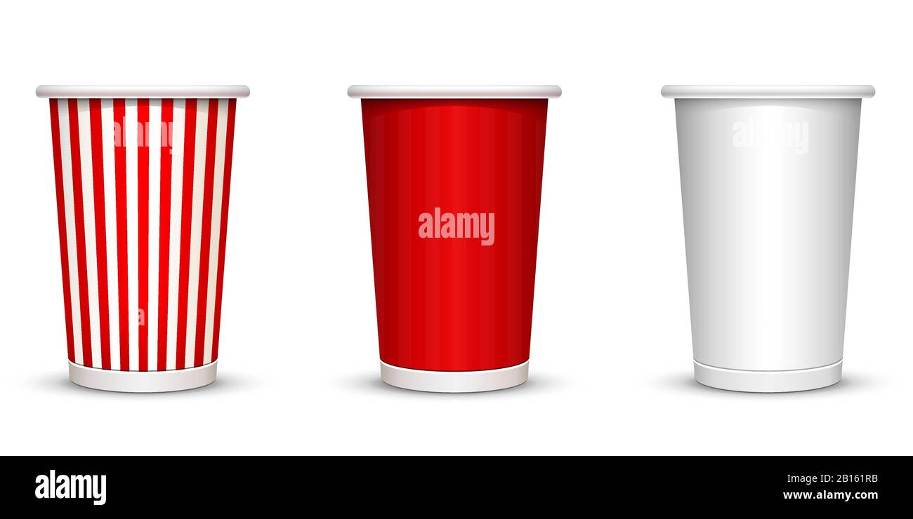 Cardboard cap for popcorn and coffee, in a striped red and white ...