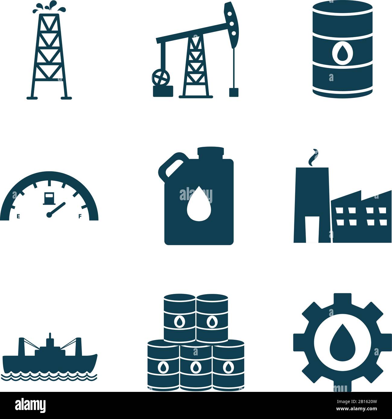 Oil industry silhouette style icon set design, Gas energy fuel ...