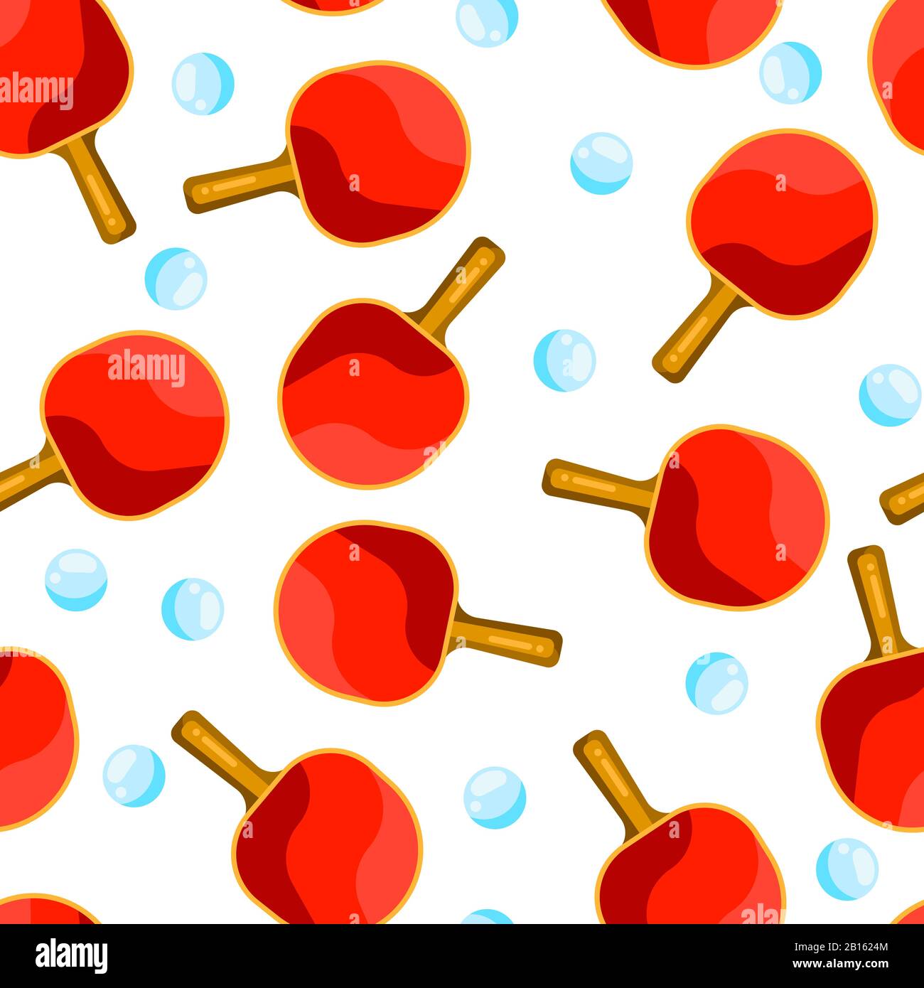 Seamless Pattern With Table Tennis Rackets And Balls In Flat Style