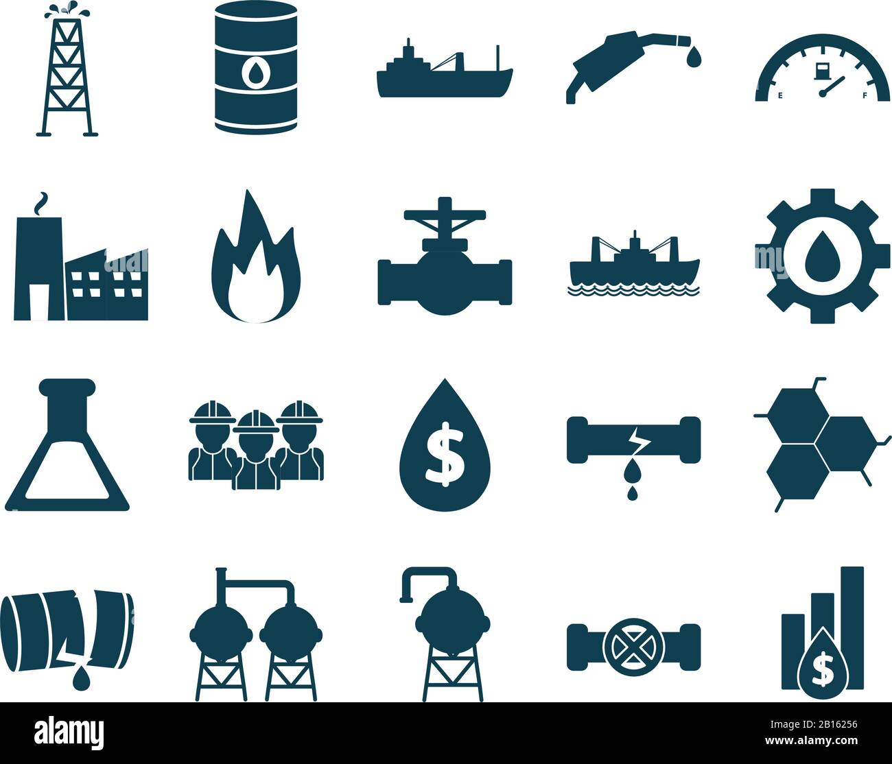 Oil industry silhouette style icon set design, Gas energy fuel ...