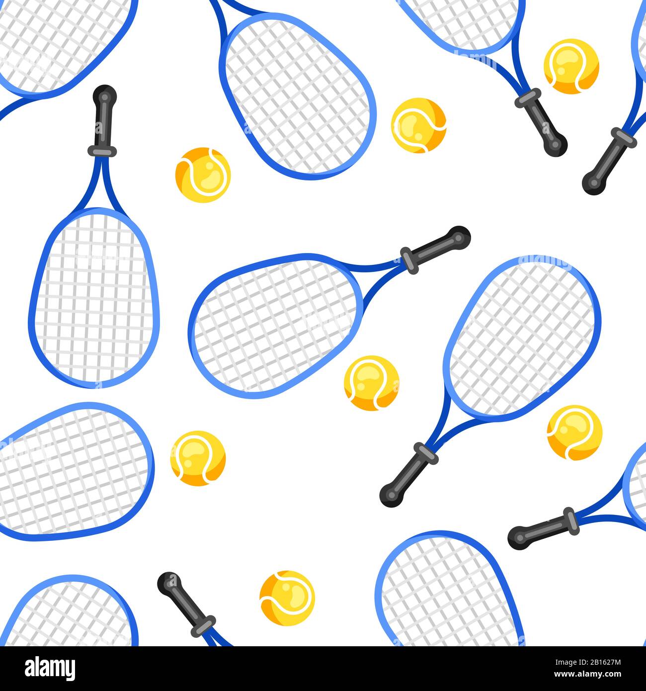 Seamless Pattern With Tennis Rackets And Balls In Flat Style Stock