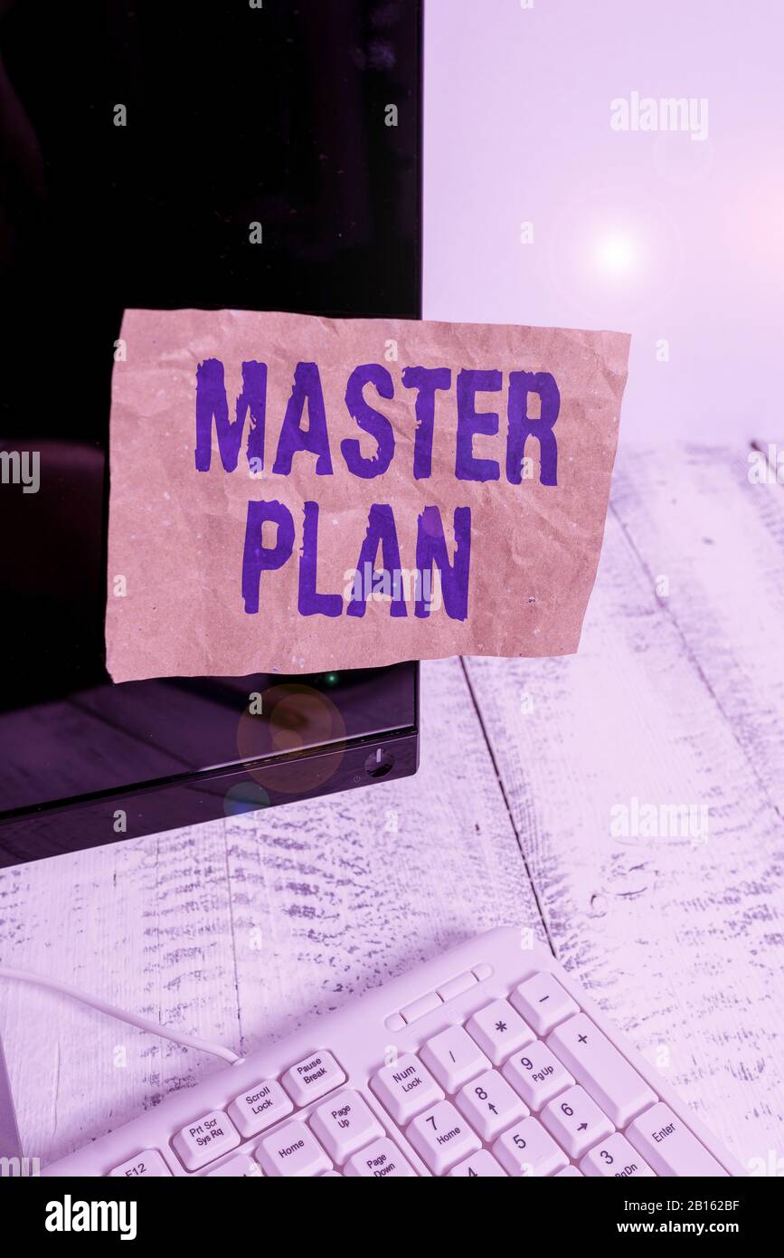 Writing note showing Master Plan. Business concept for dynamic longterm ...