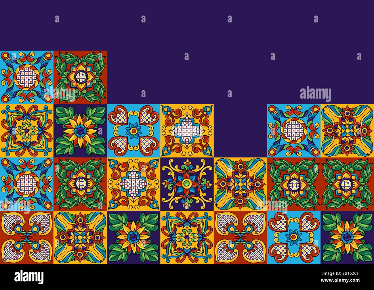 Mexican talavera ceramic tile pattern. Decoration with ornamental ...