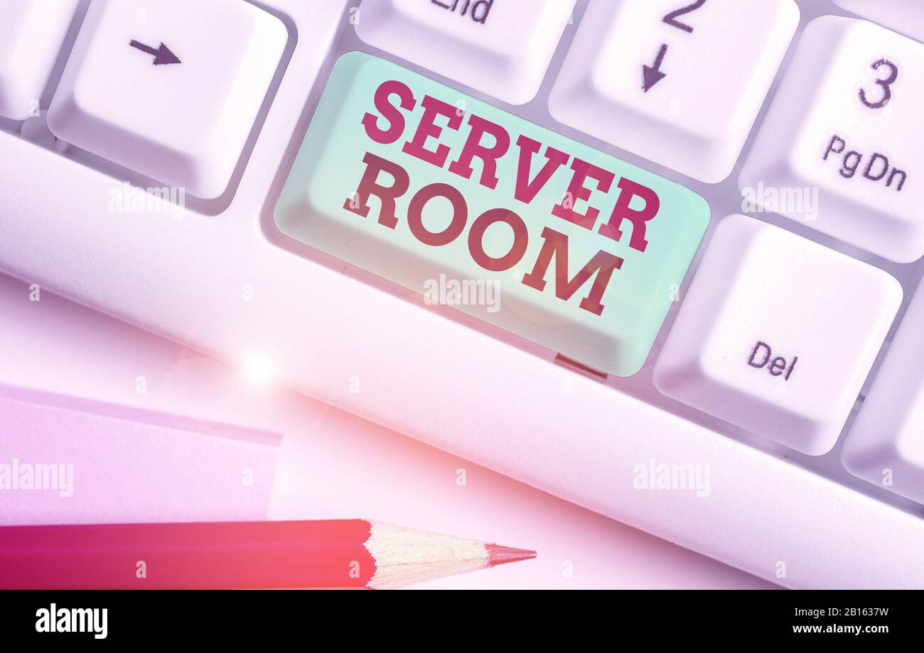 Word writing text Server Room. Business photo showcasing a room used to ...