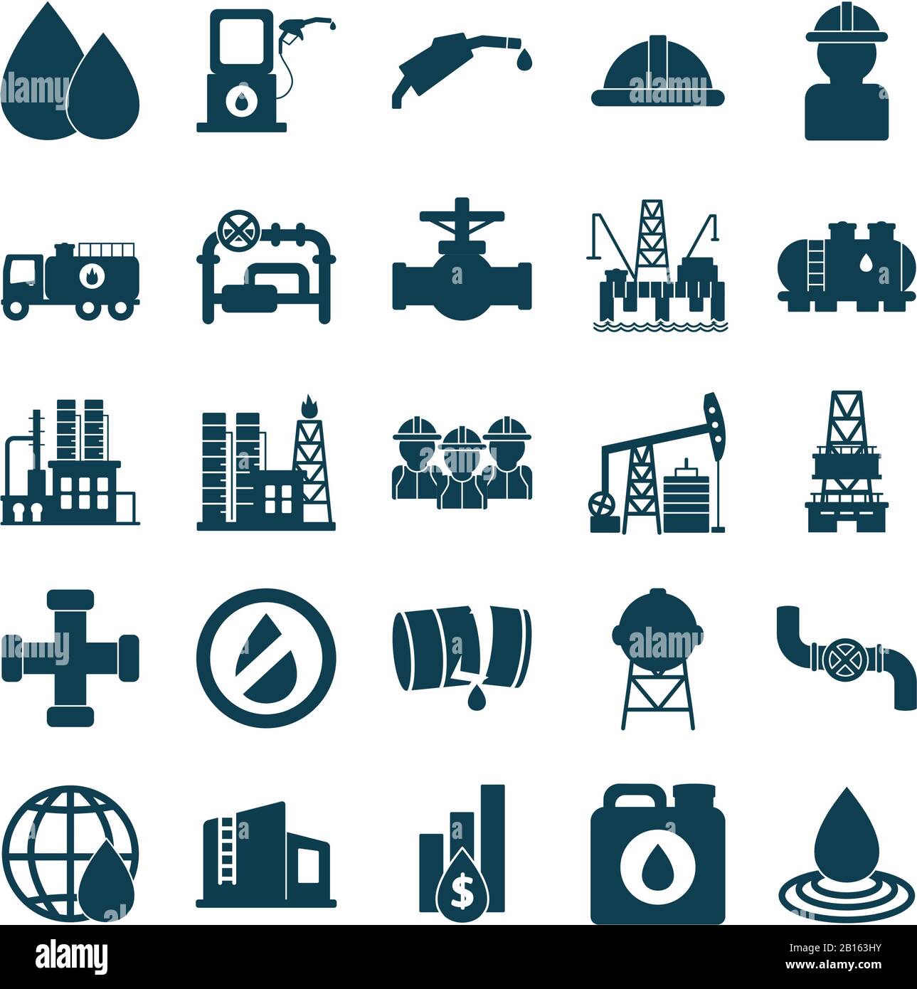 Oil industry silhouette style icon set design, Gas energy fuel ...