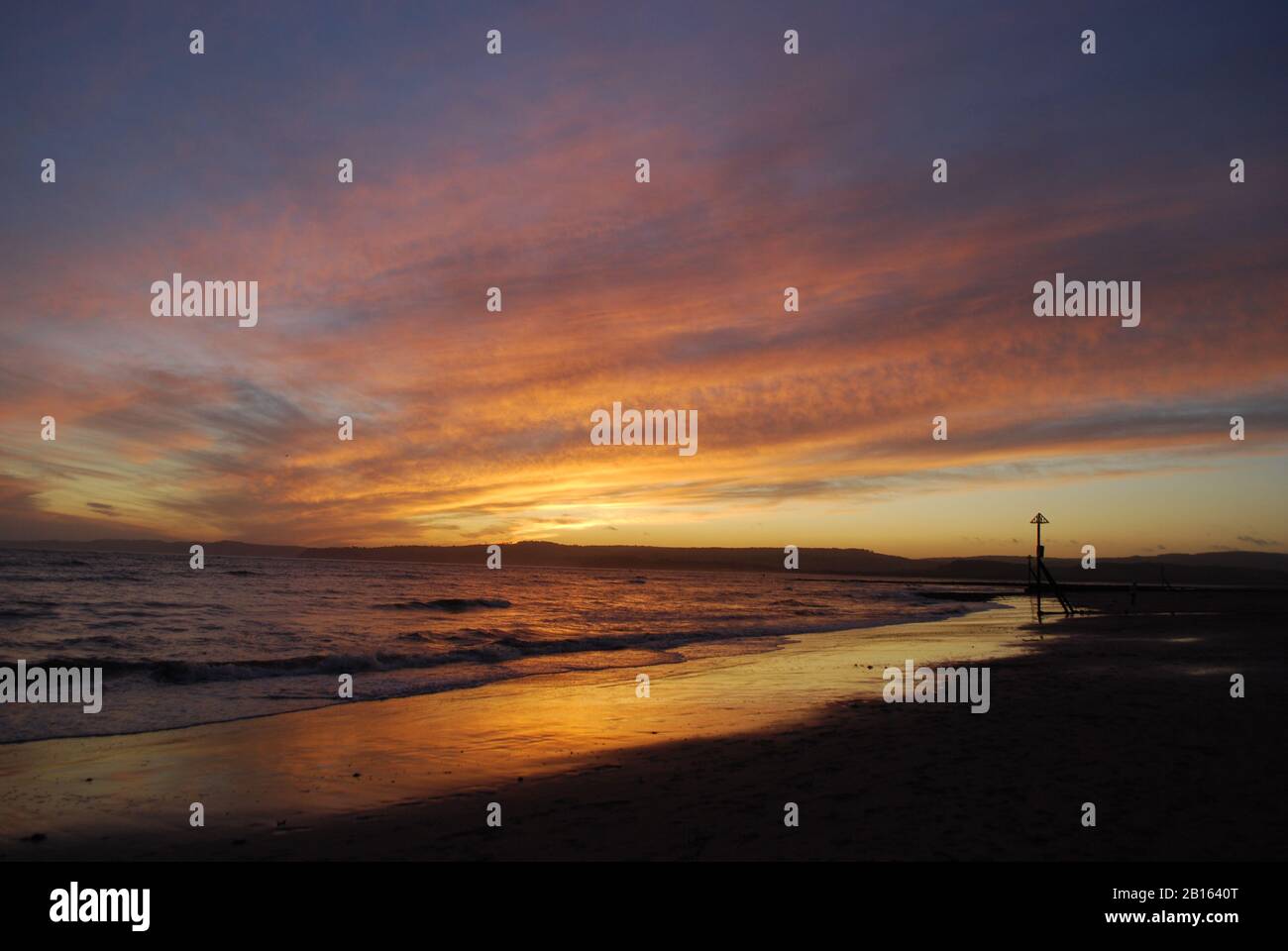 Sunset at Exmouth Beach, Devon, England Stock Photo - Alamy