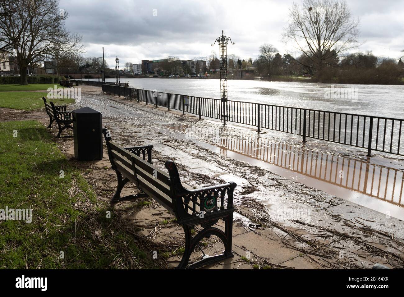 Worcester River Severn flood receeding. 23/02/20120 Worcester, England ...