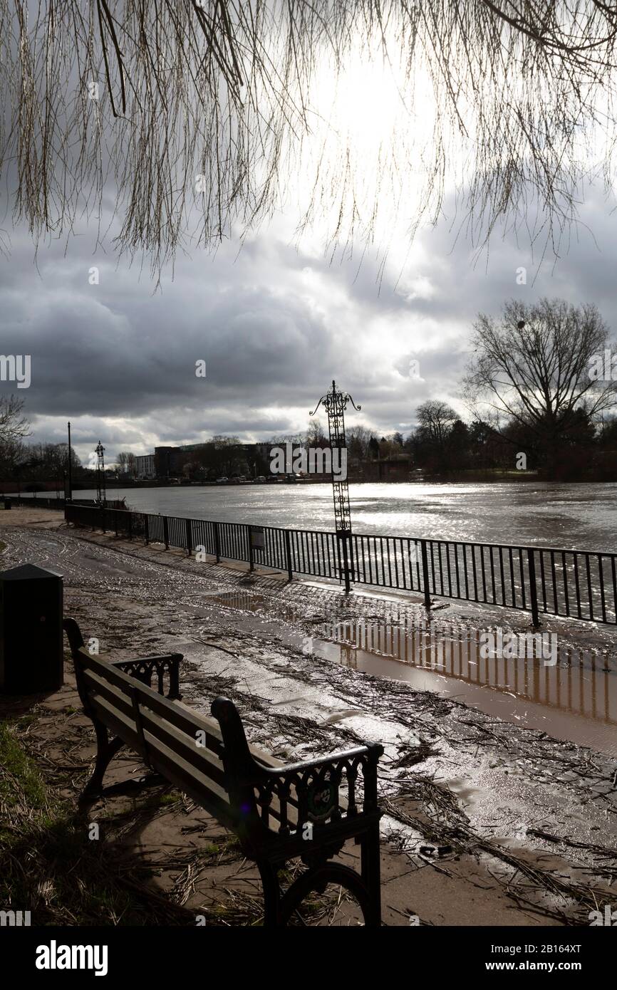 Worcester River Severn flood receeding. 23/02/20120 Worcester, England ...