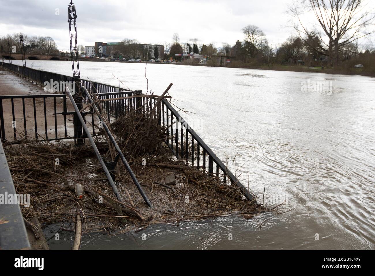 Worcester River Severn flood receeding. 23/02/20120 Worcester, England ...
