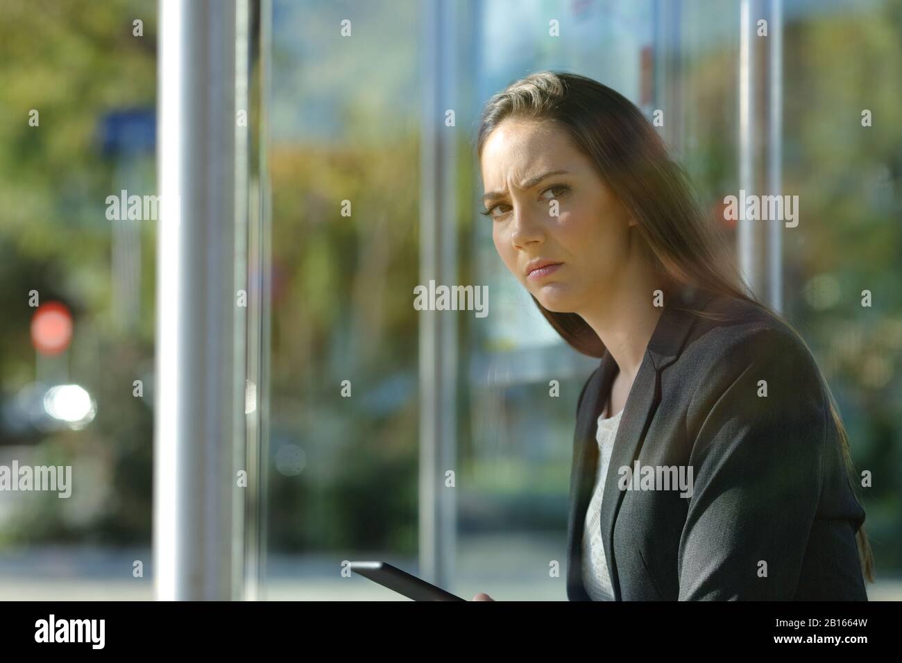 Frustrated woman bus hi-res stock photography and images - Alamy