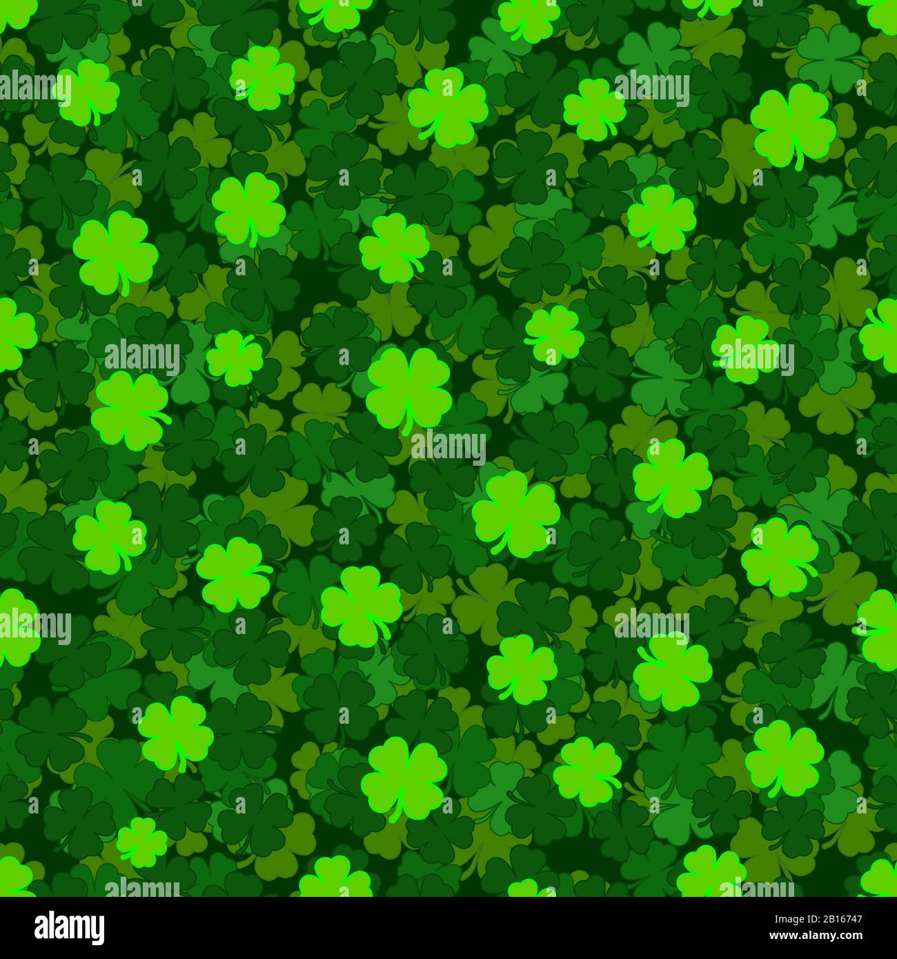 Cartoon outlined green clover leaf decorative seamless pattern ...