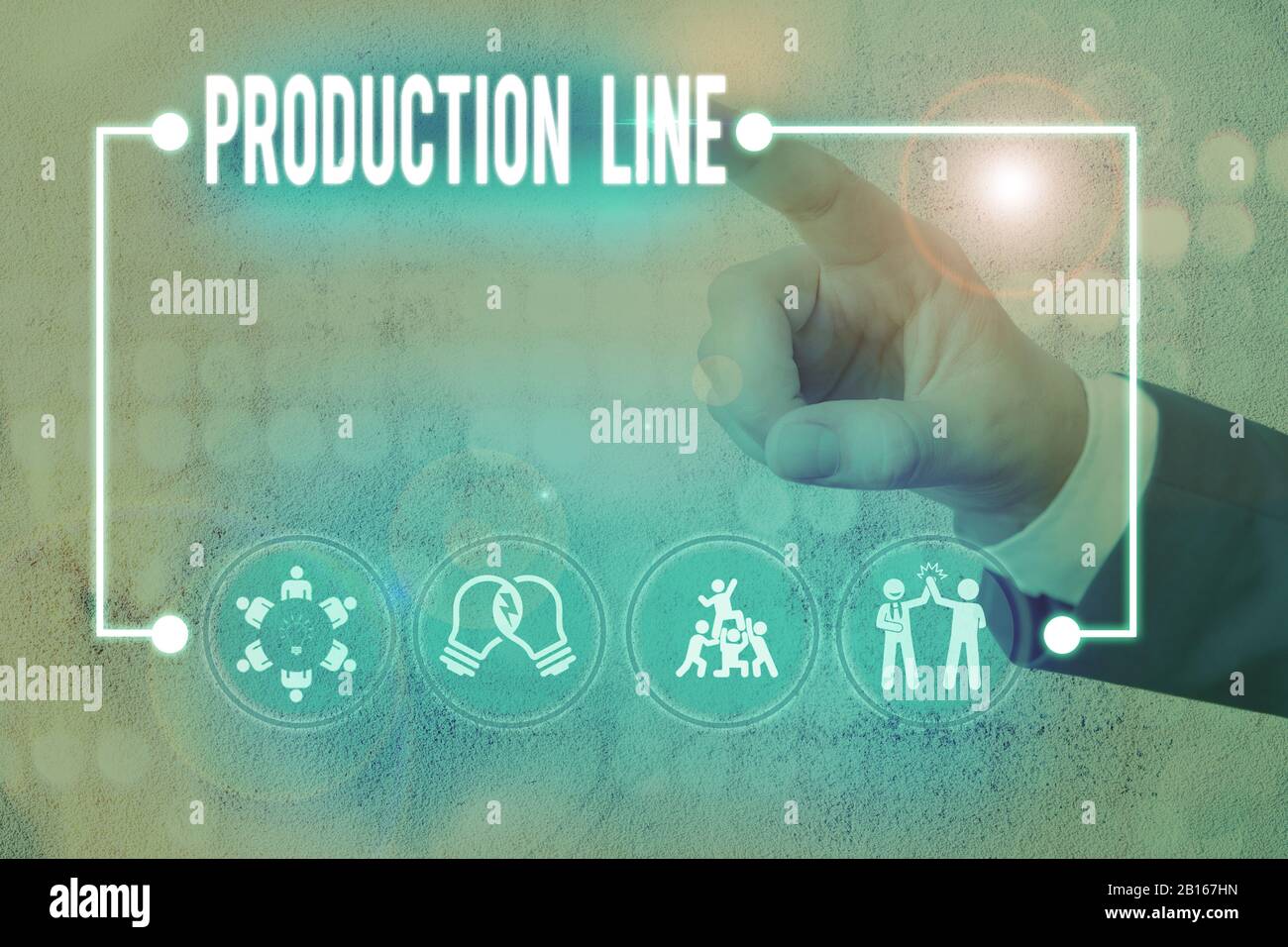 Writing note showing Production Line. Business concept for set of ...