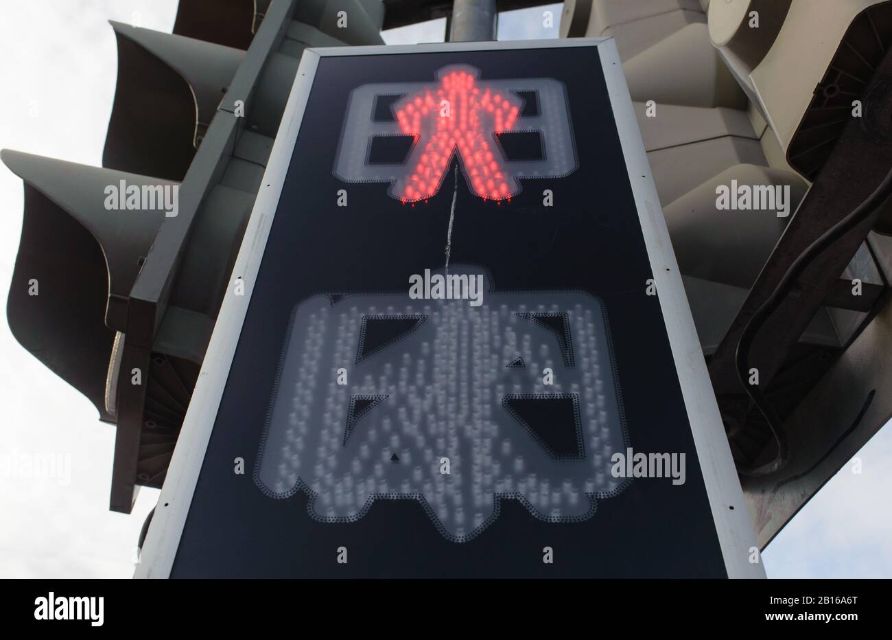 Prohibition signal at a traffic light at a pedestrian crossing Stock ...