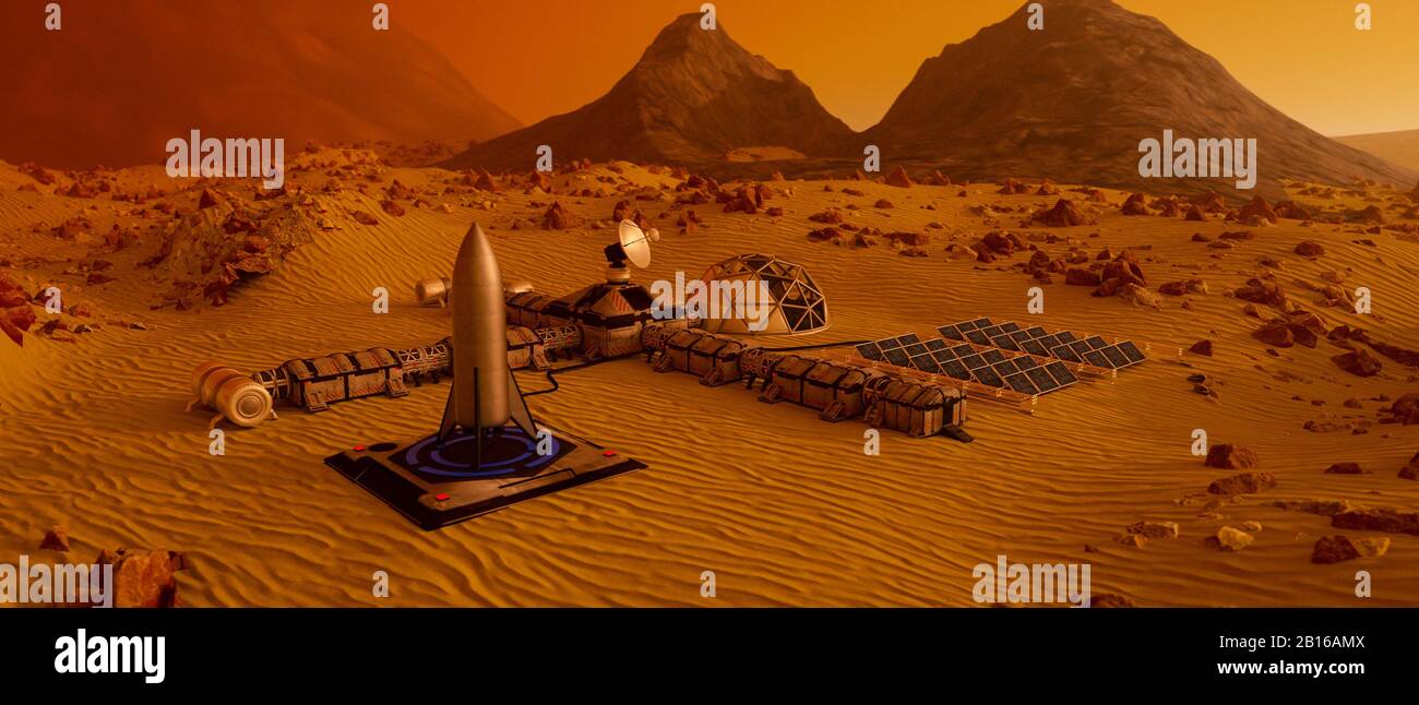 an outpost on the red planet mars (3d rendering Stock Photo - Alamy