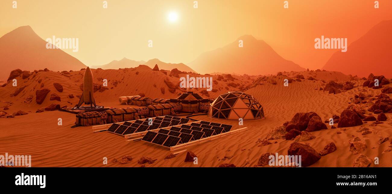an outpost on the red planet mars (3d rendering Stock Photo - Alamy