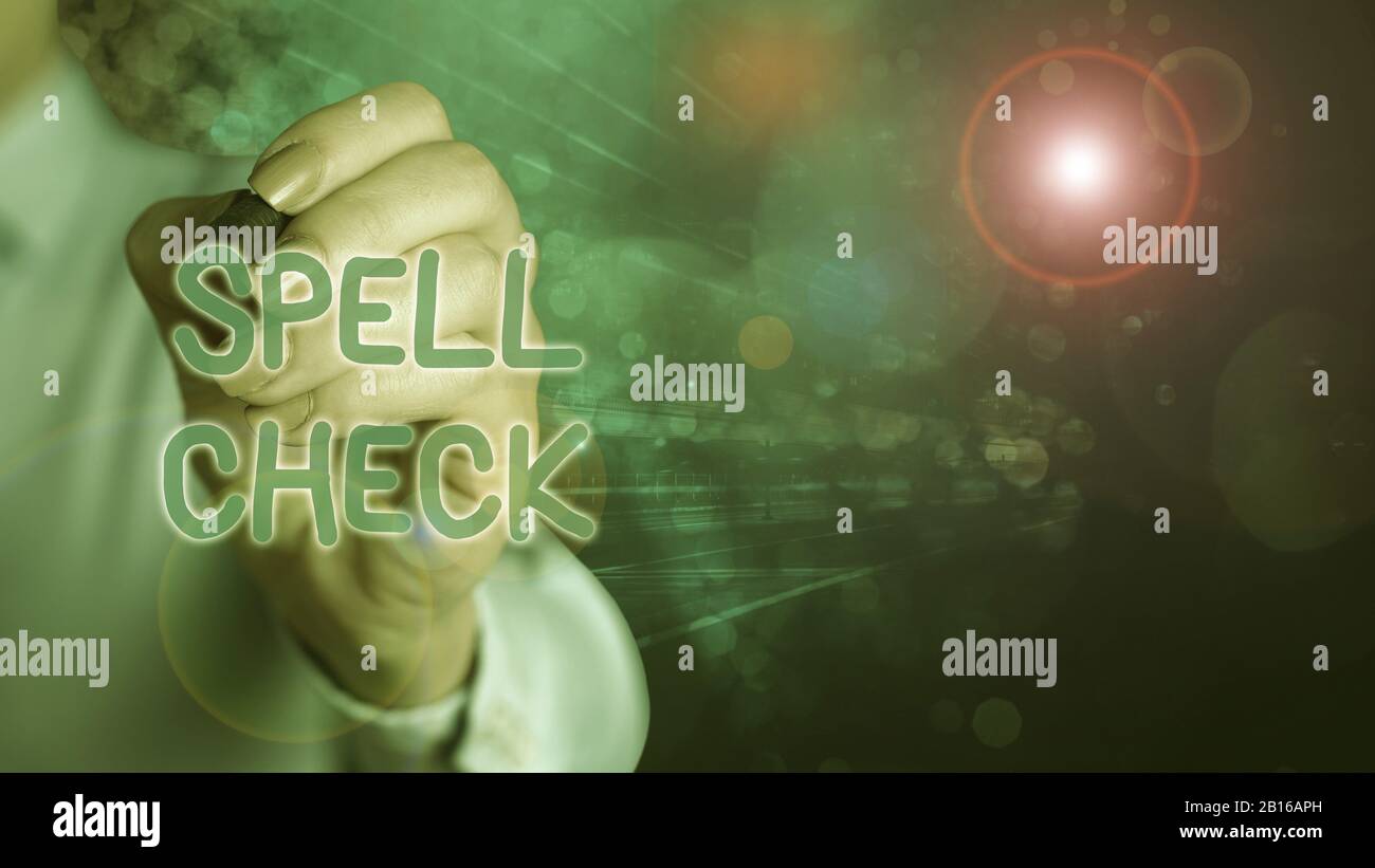 Writing note showing Spell Check. Business concept for to use a ...