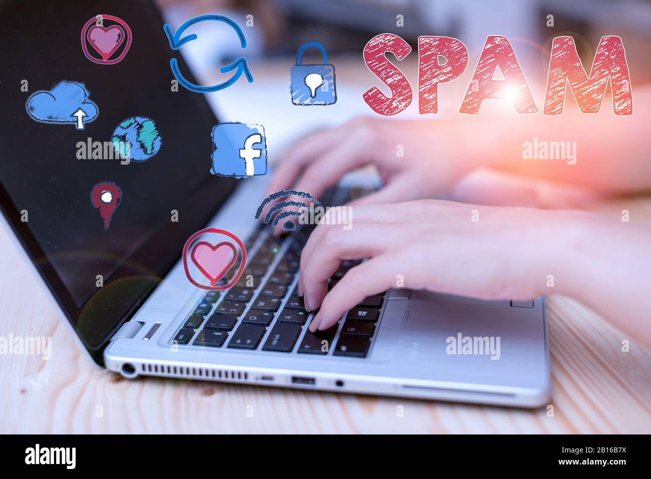 Text sign showing Spam. Business photo showcasing Intrusive advertising ...