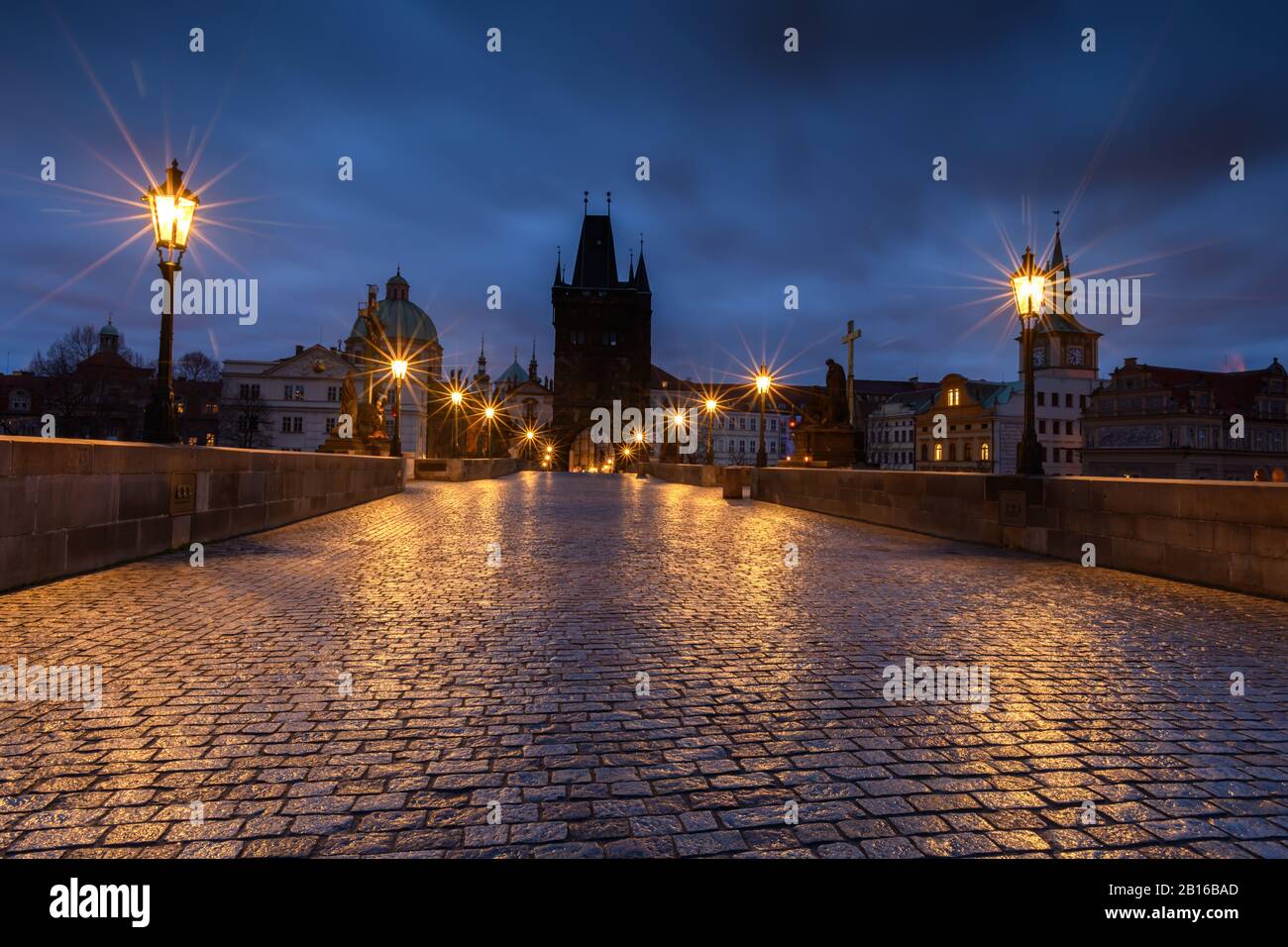 Historical Prague city illuminated at night Stock Photo - Alamy