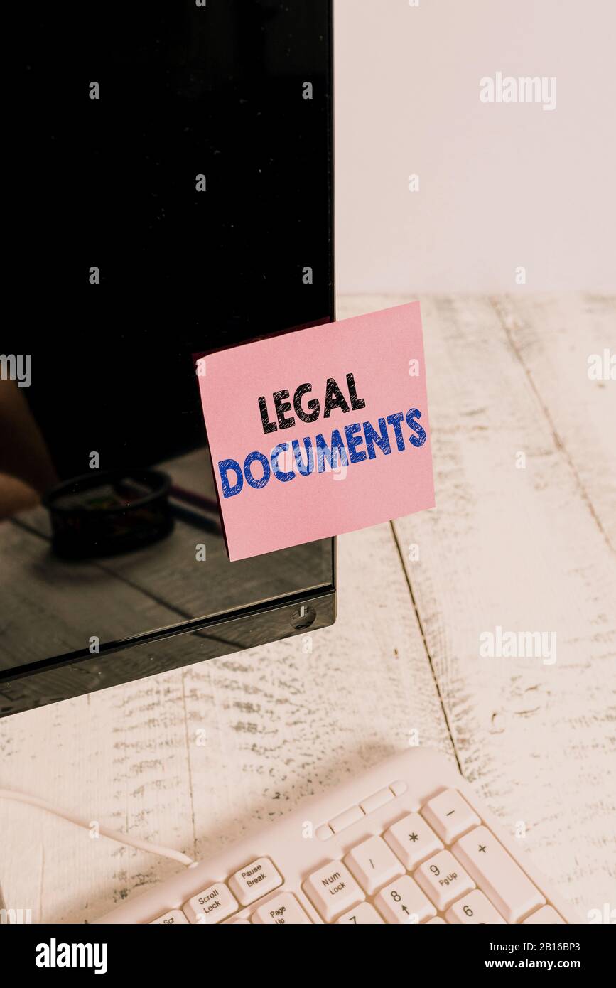 Conceptual hand writing showing Legal Documents. Concept meaning a ...