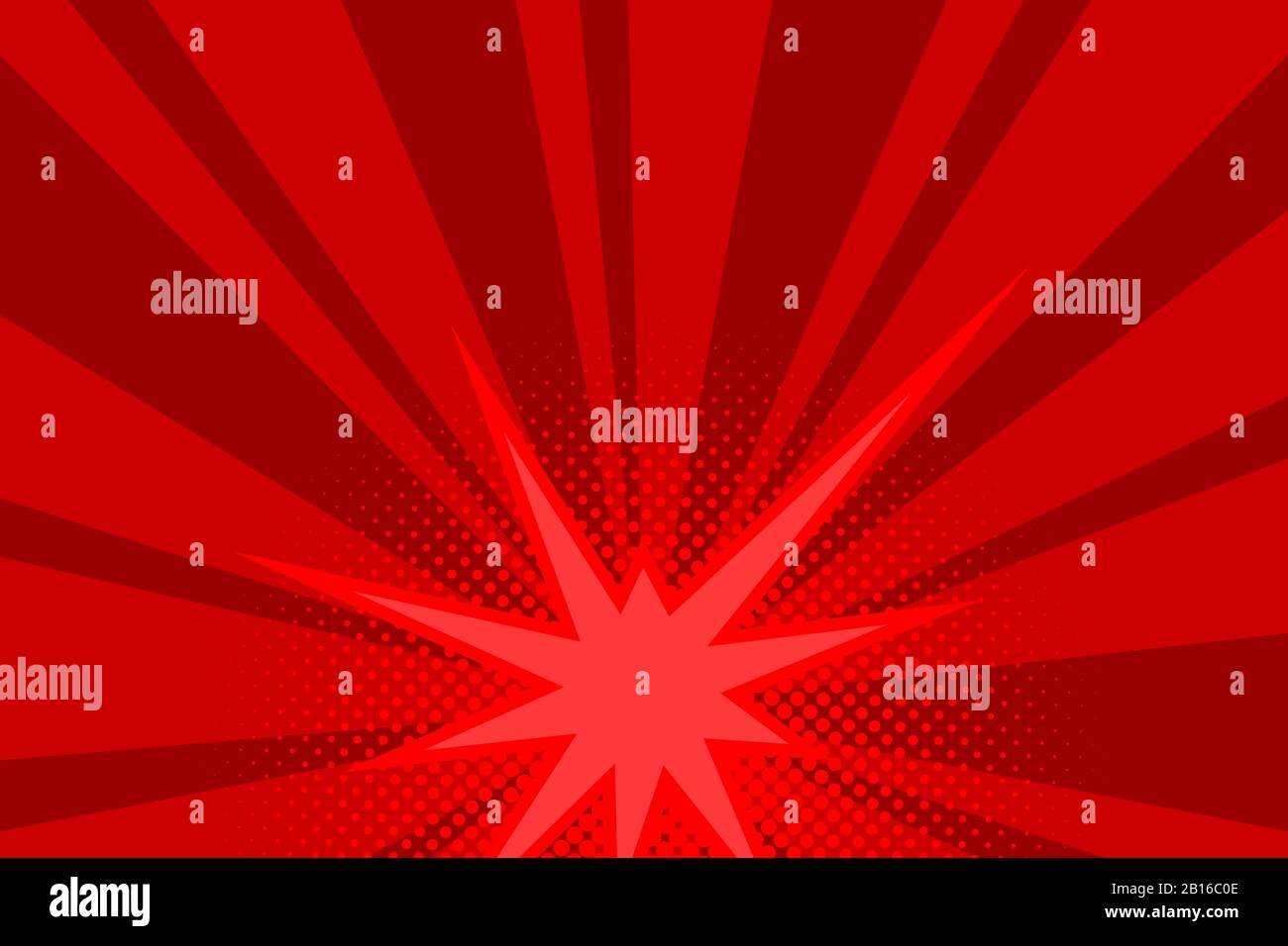 Comic red sunbeam background Retro pop art style cartoon Stock Vector ...