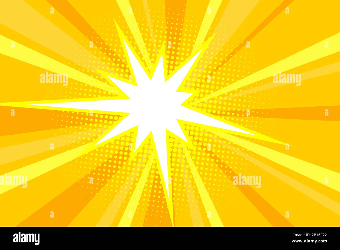 Comic yellow sunbeam background retro pop art style cartoon Stock ...