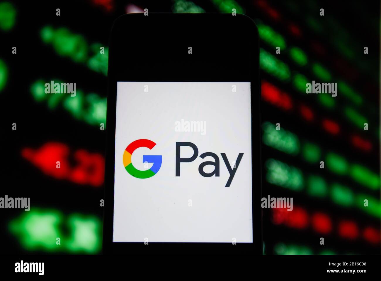 In this photo illustration a Google Pay logo seen displayed on a ...