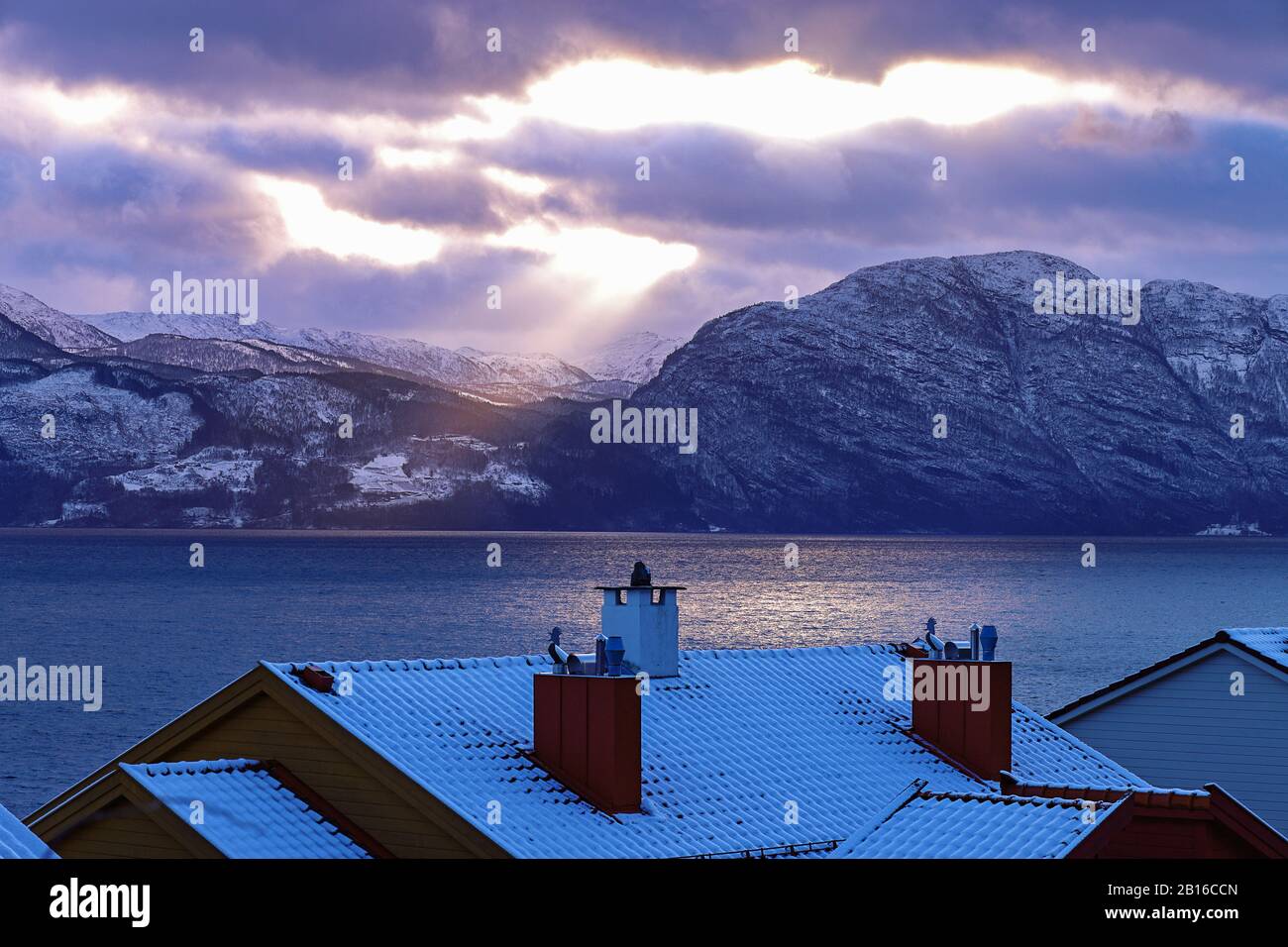 Scenic view of Ålvik village, Hardanger, Hordaland, Norway. Beautiful ...