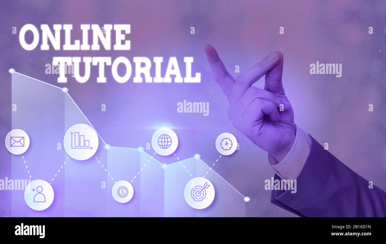 Writing note showing Online Tutorial. Business concept for process of ...
