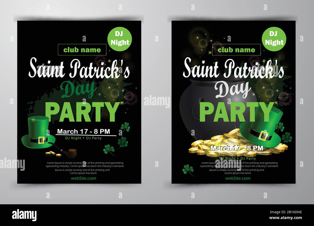 St. Patrick s Day poster set Vector illustration Stock Vector Image ...
