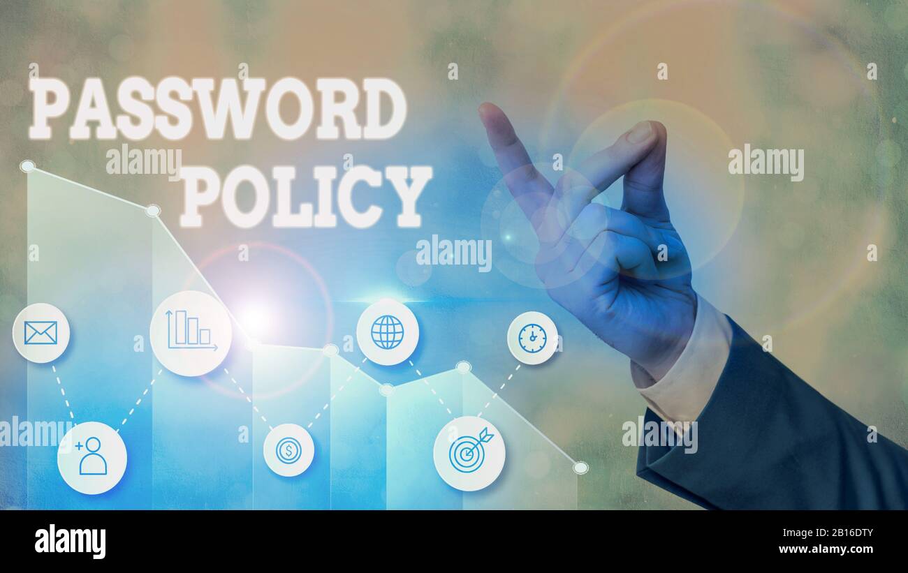 Writing Note Showing Password Policy Business Concept For First Line