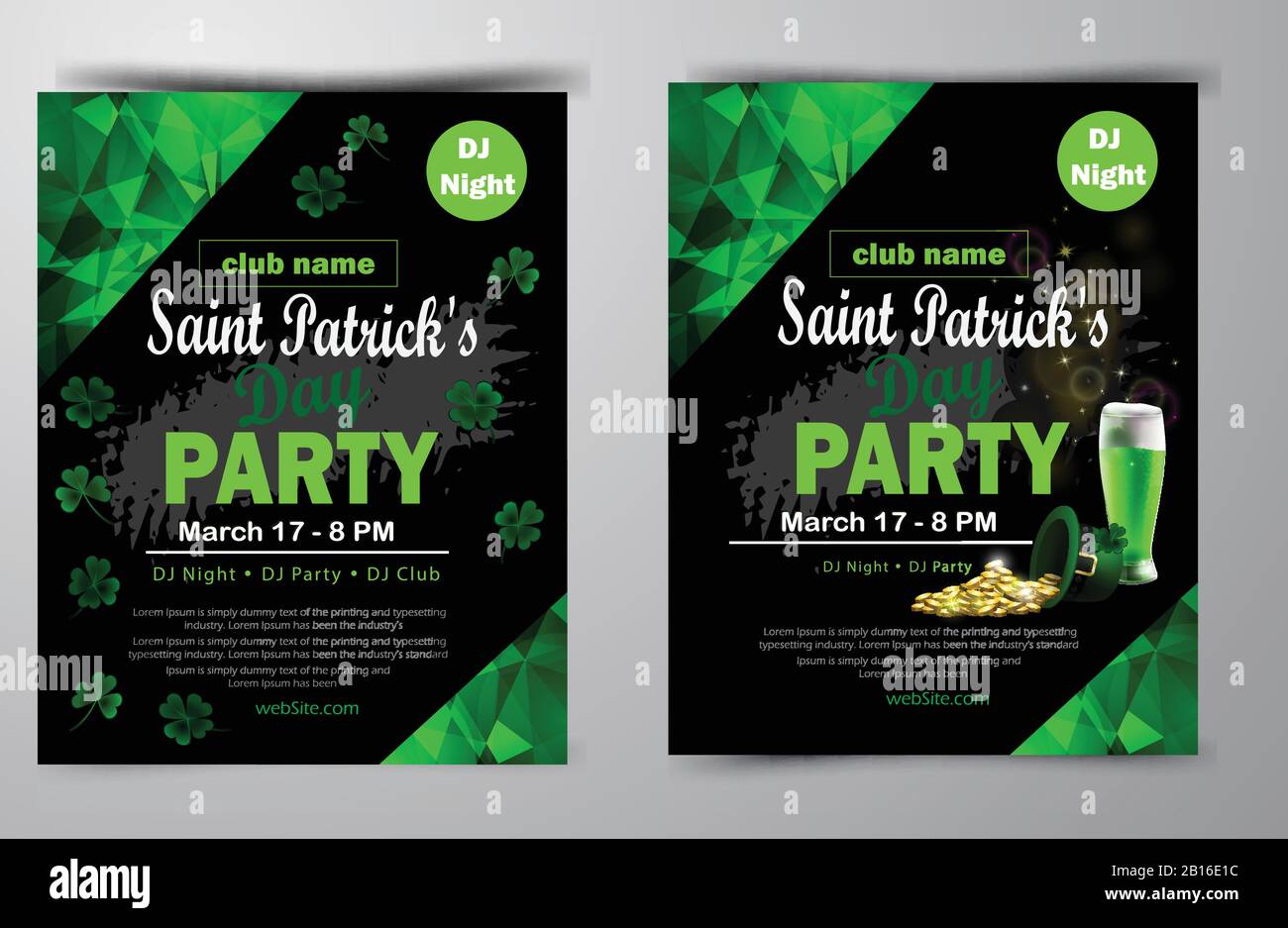 St. Patrick s Day poster set Vector illustration Stock Vector Image ...
