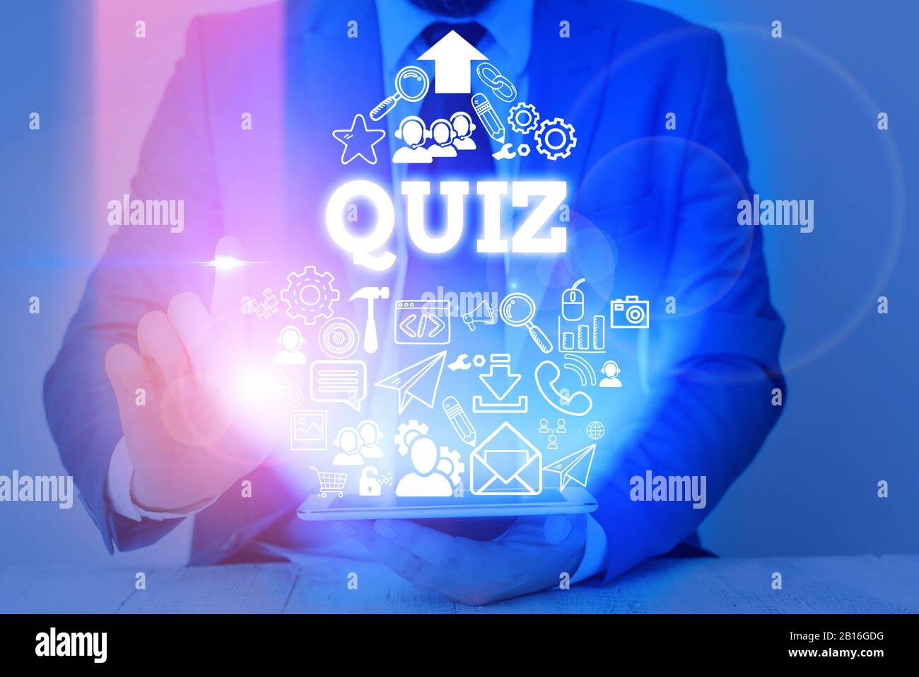 Writing note showing Quiz. Business concept for Brief informal test ...