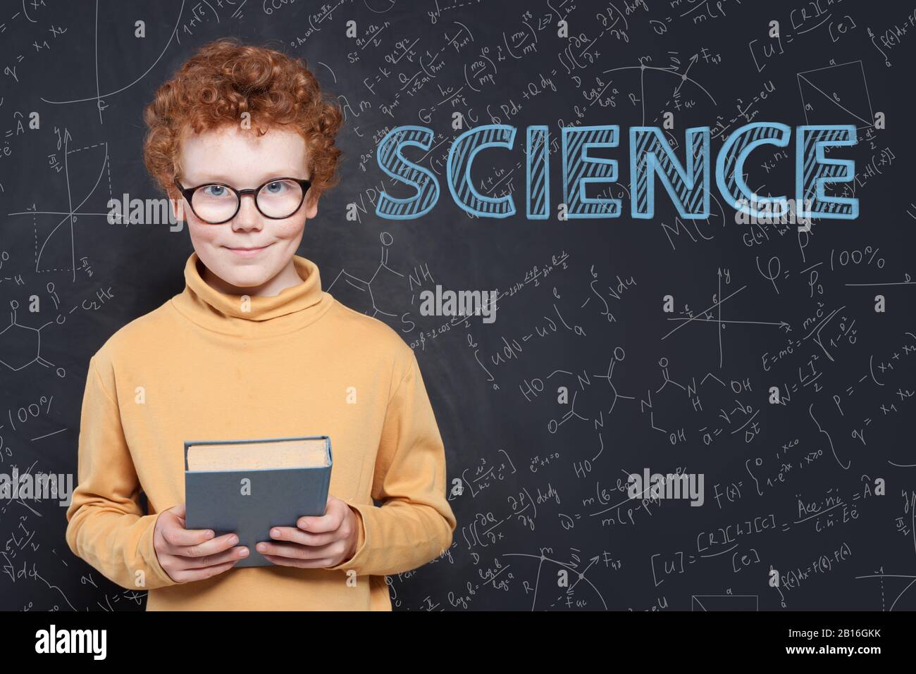 Child learning science. Happy kid boy Stock Photo - Alamy