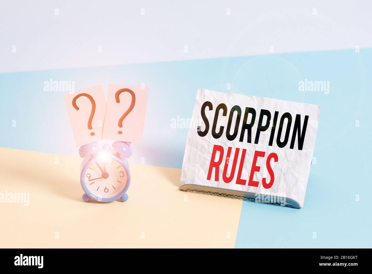 Writing note showing Scorpion Rules. Business concept for Dystopian ...