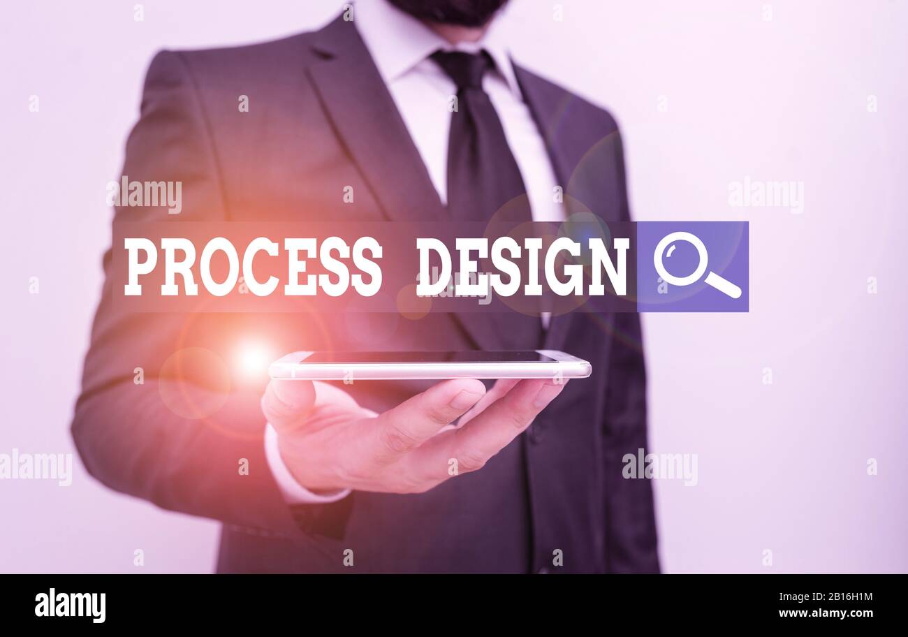 Conceptual hand writing showing Process Design. Concept meaning process of originating and ...
